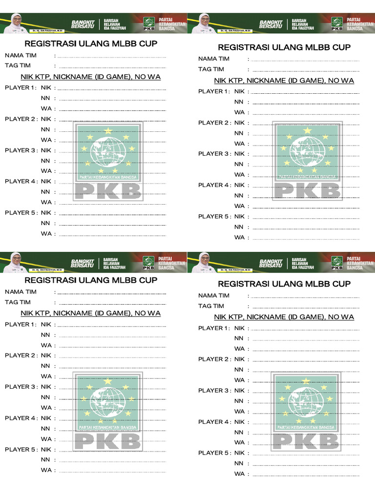 Registrasi Ulang MLBB Cup | PDF