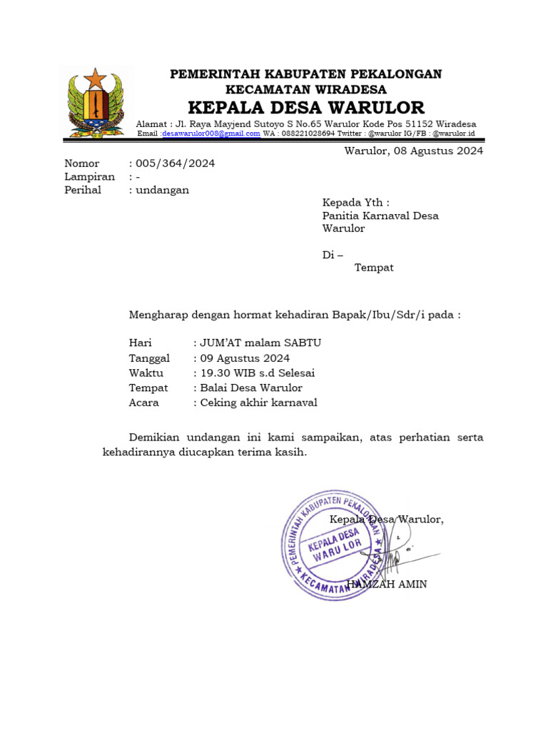 Undangan Ceking Akhir Karnaval Warulor | PDF