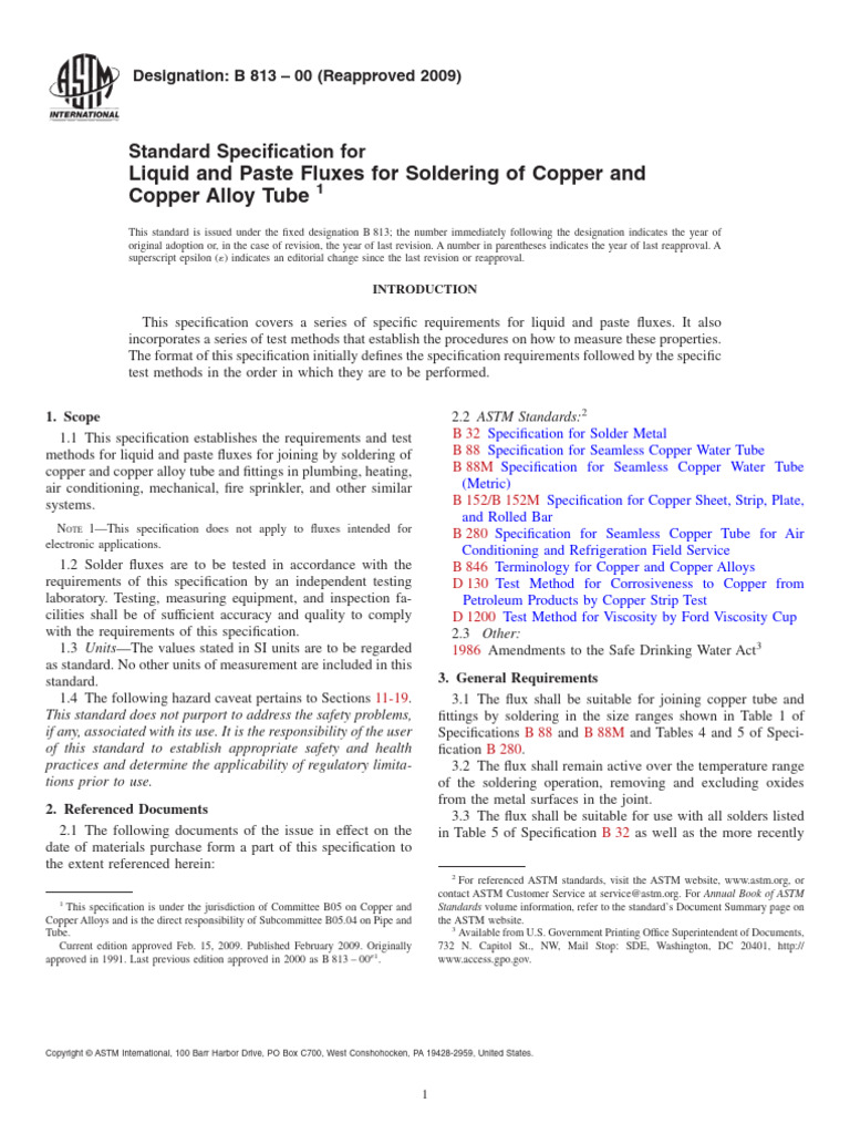 ASTM B813: Flushable Soldering Fluxes | PDF | Soldering | Solder