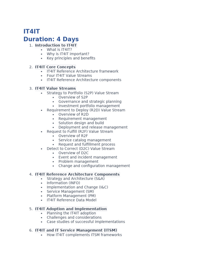 Overview of IT4IT Framework | PDF