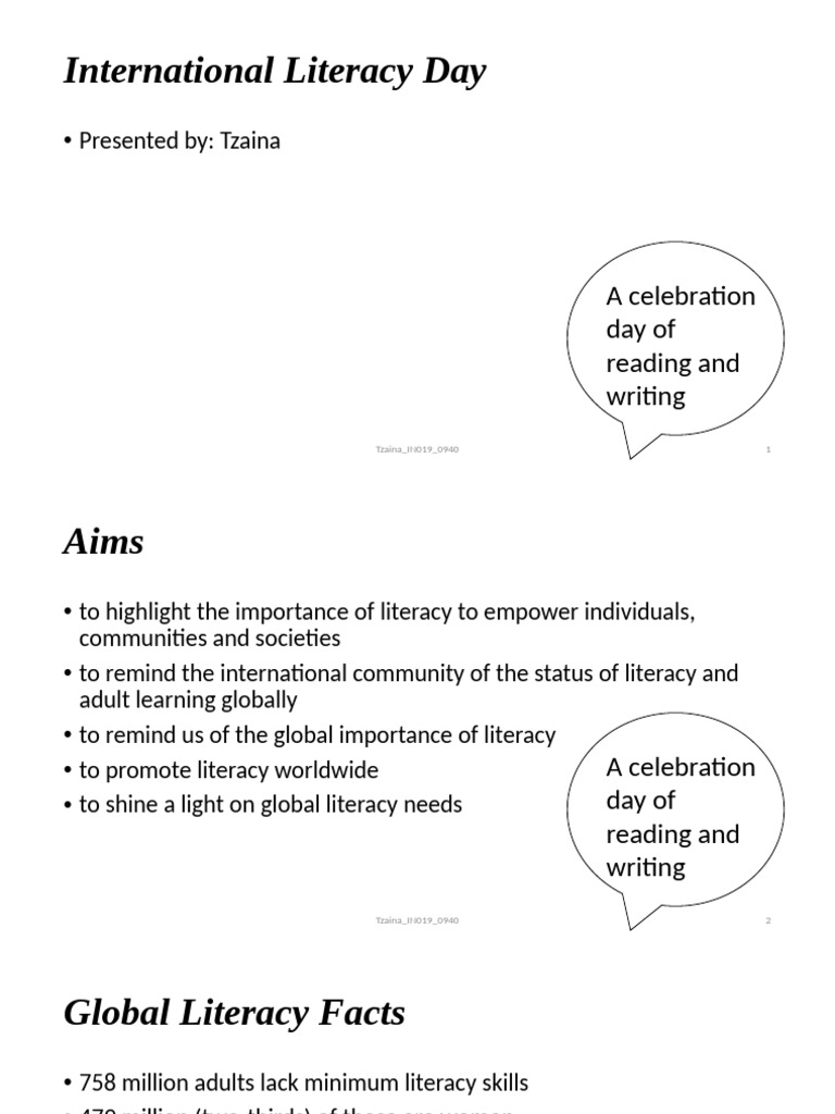 International Literacy Day 2019 Overview | PDF | Literacy | Applied ...
