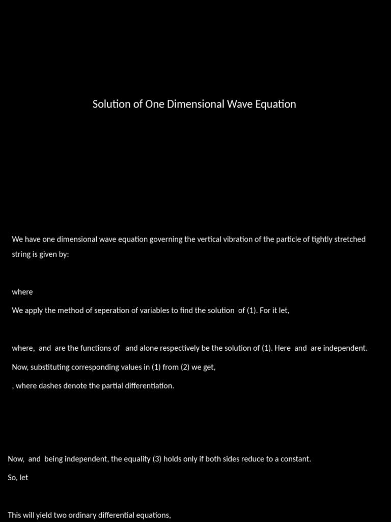 One-Dimensional Wave Equation Solutions | PDF