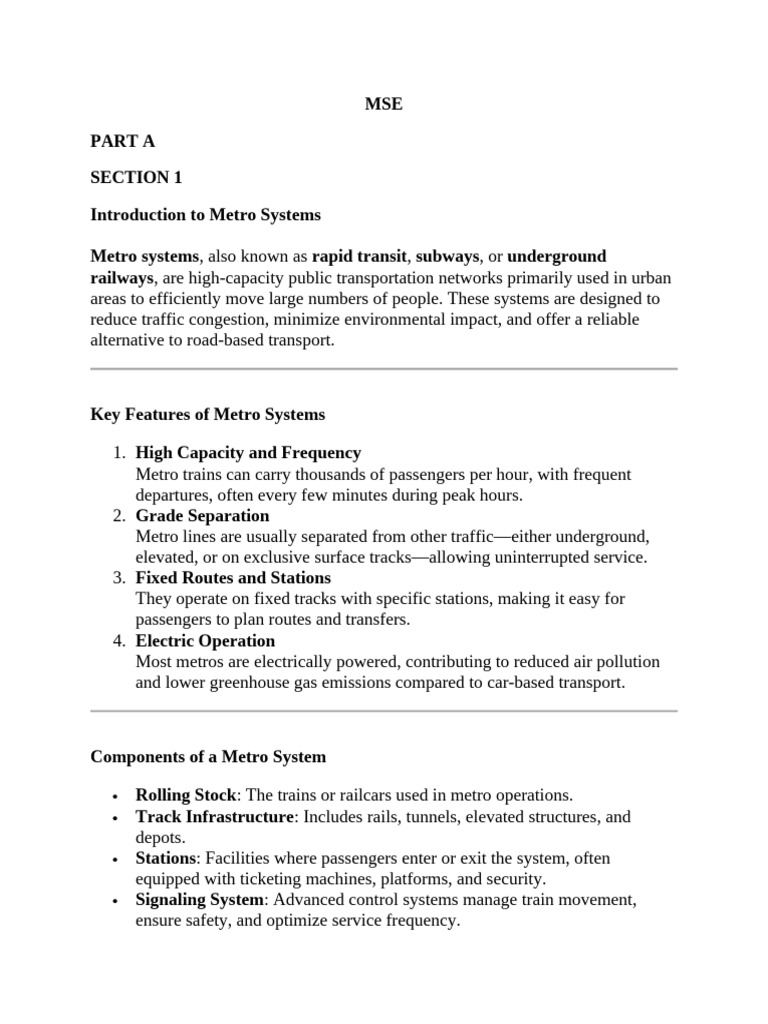 Understanding Metro Systems and Benefits | PDF | Rapid Transit | Public ...