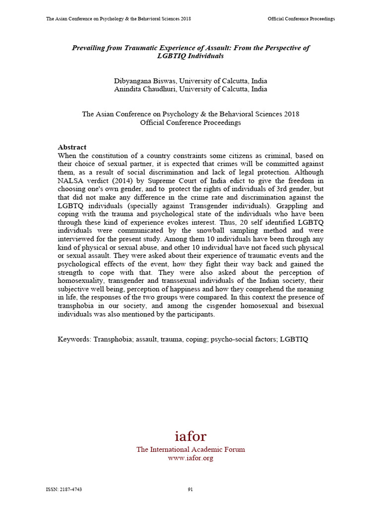 ACP2018 Proceedings Pages 101 112 | PDF | Homophobia | Psychological Trauma