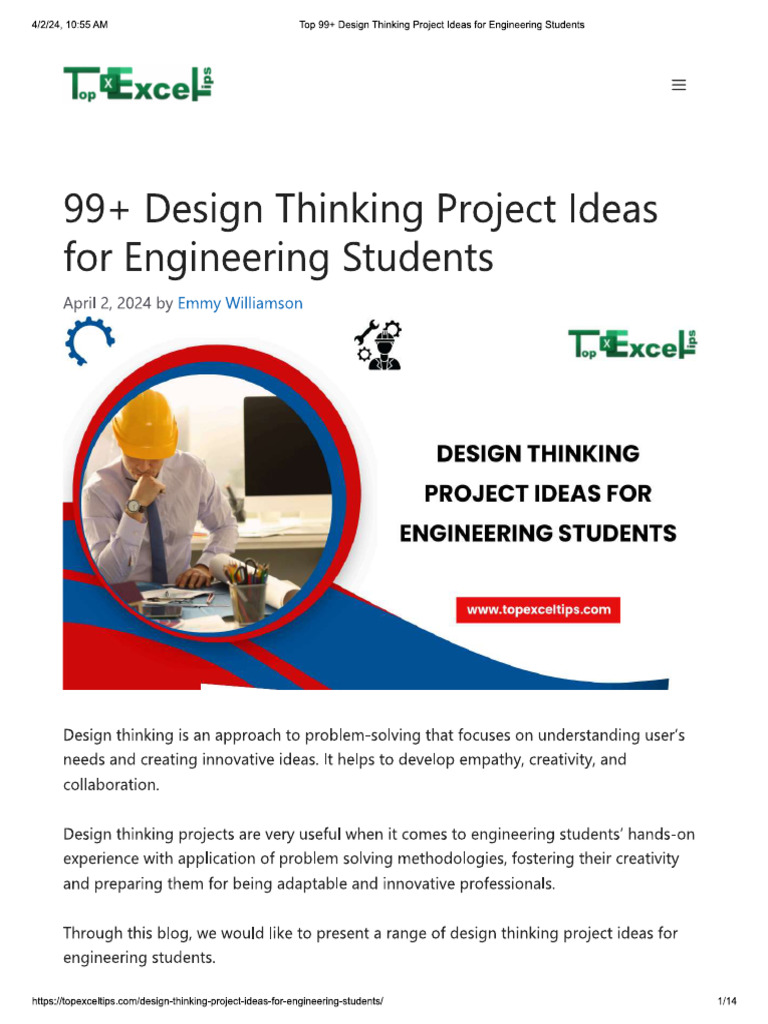 Design Thinking Project Ideas For Engineering Students 1 | PDF