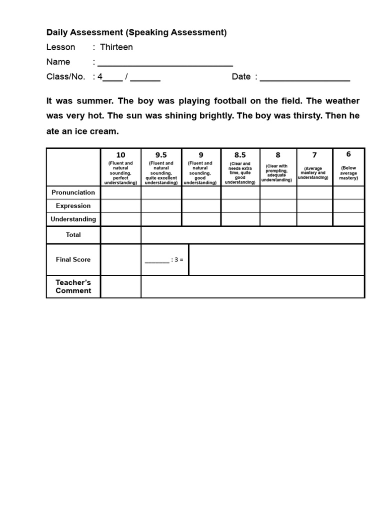 10. Speaking Assessment Rubric.docx | PDF