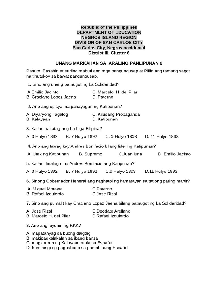 First PT Ap 6 Q1 | PDF