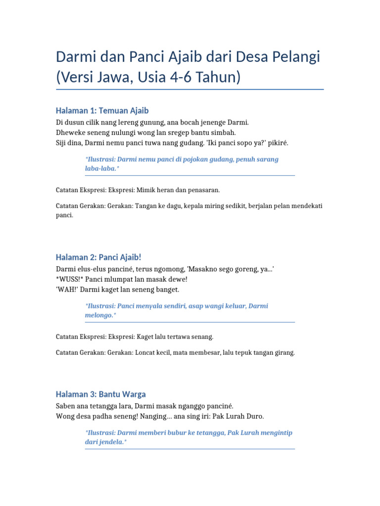 Panci Ajaib Darmi di Desa Pelangi | PDF
