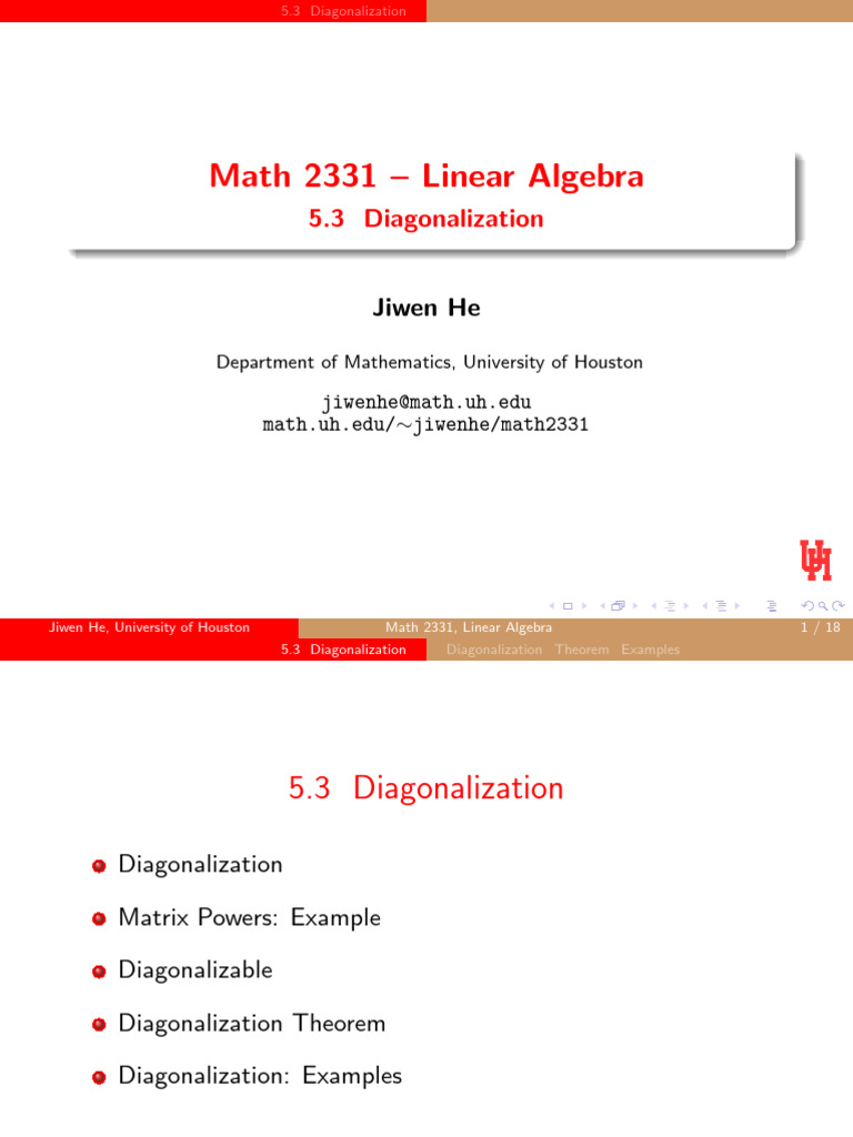 Matrix Diagonalization 1755514093 | PDF | Eigenvalues And Eigenvectors | Mathematical Relations