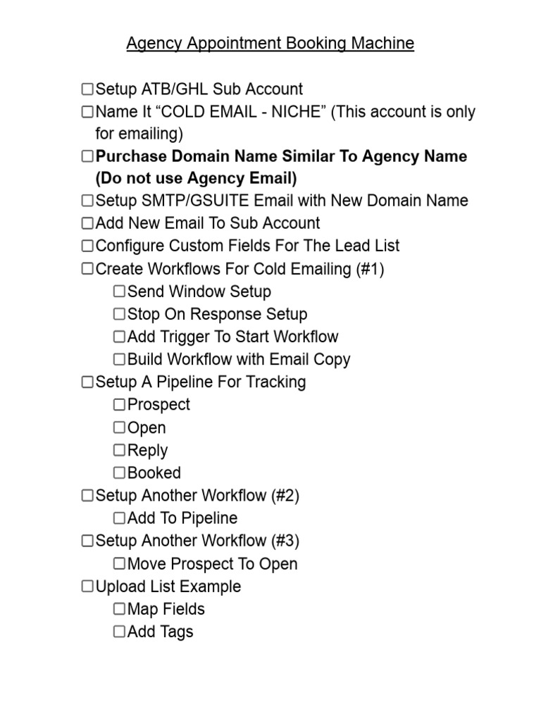 Agency Appointment Booking Machine - Checklist | PDF