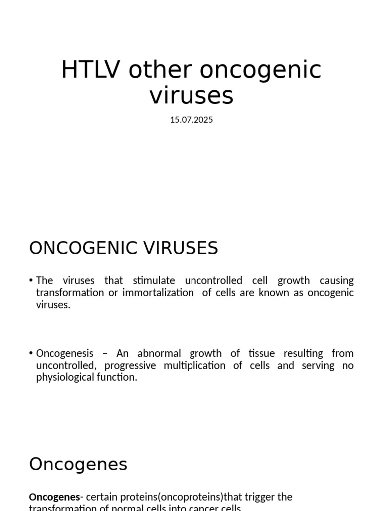 Oncogenic Viruses and HTLV Overview | PDF | Carcinogenesis | Oncogene