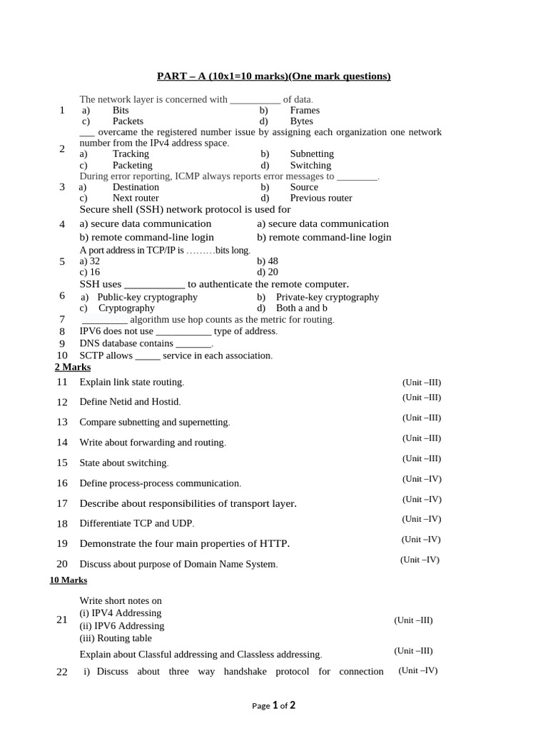 CNS Internal 2 Retestques | PDF | Transmission Control Protocol | I Pv6