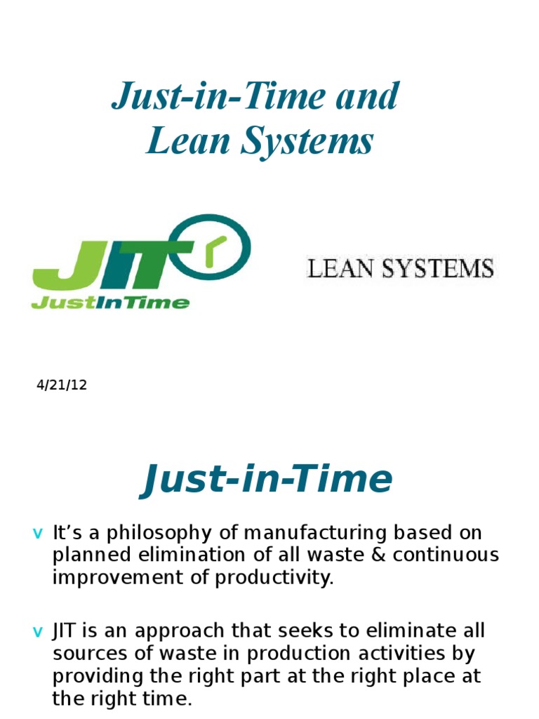Just in Time | PDF | Process Engineering | Lean Manufacturing
