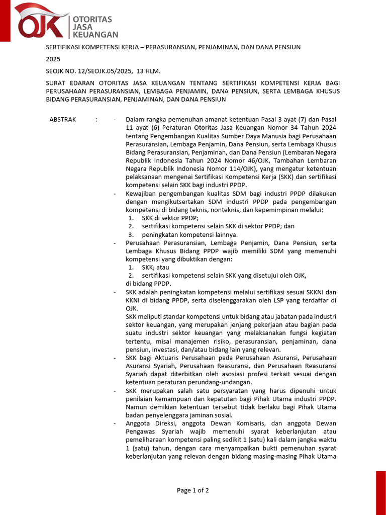 Sertifikasi Kompetensi Kerja PPDP 2025 | PDF