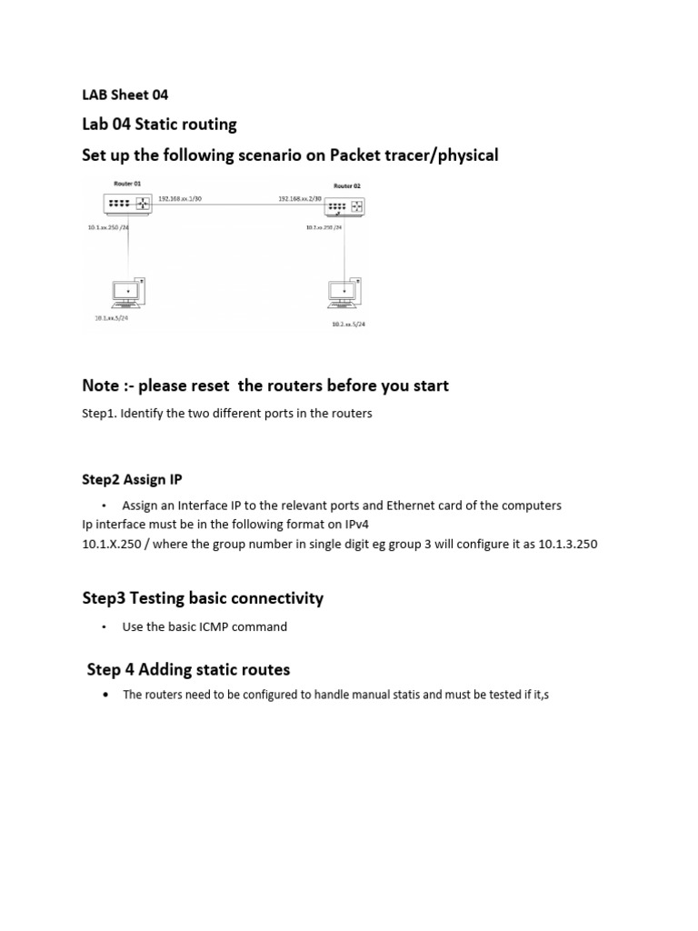 Lab Sheets04 - Static Routing | PDF