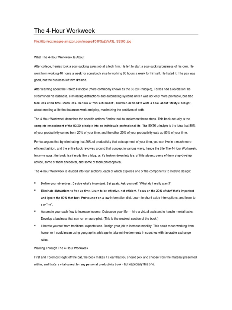 The 4-Hour Workweek Summary | PDF | Business | Science