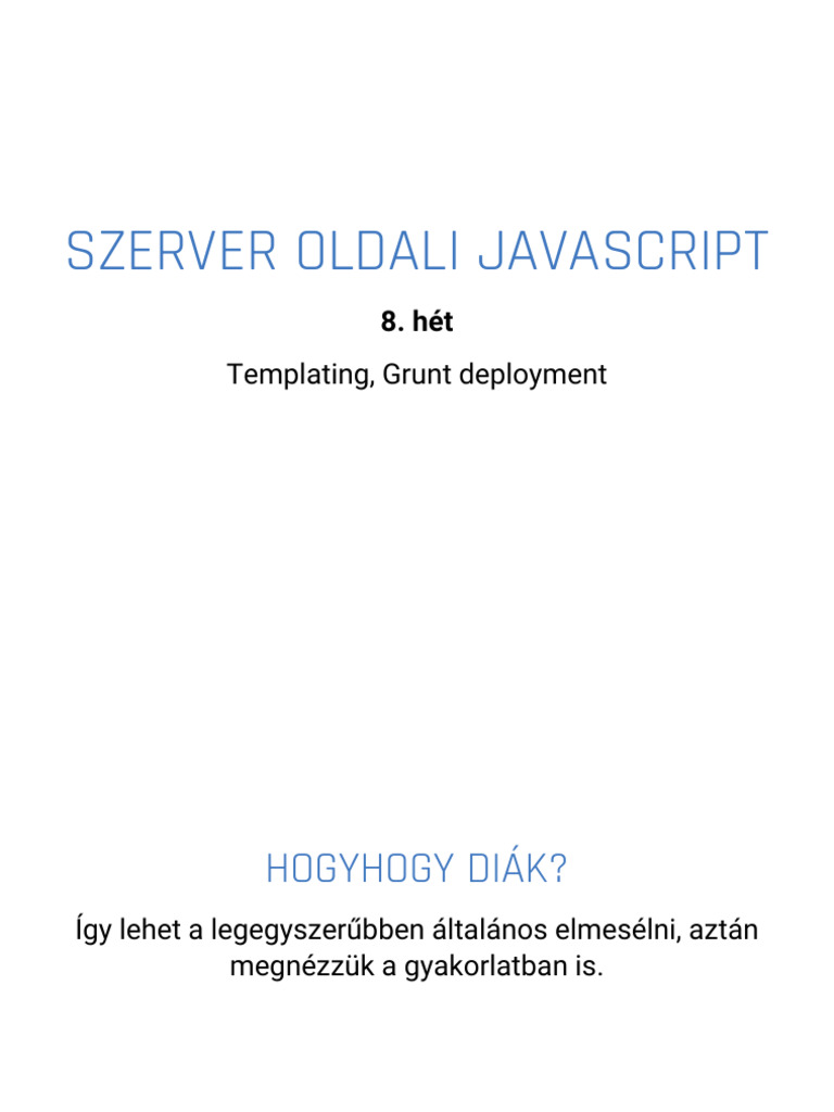 Szerver Oldali Javascript: Templating, Grunt Deployment | PDF