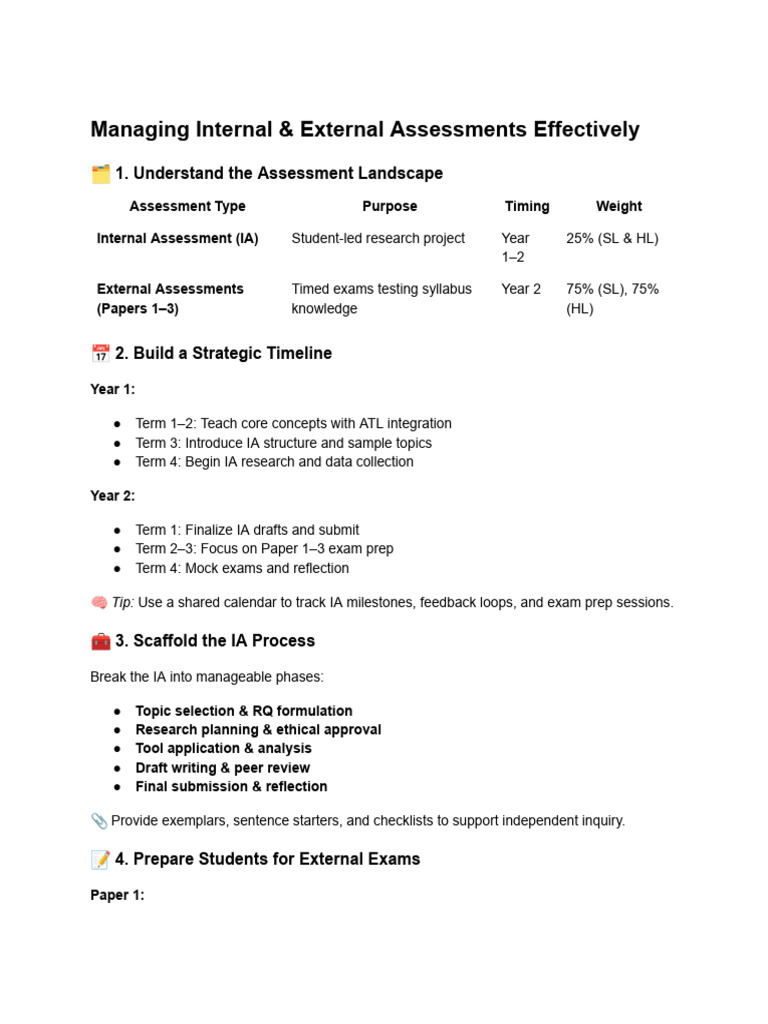 Managing Internal & External Assessments Effectively | PDF | Evaluation ...