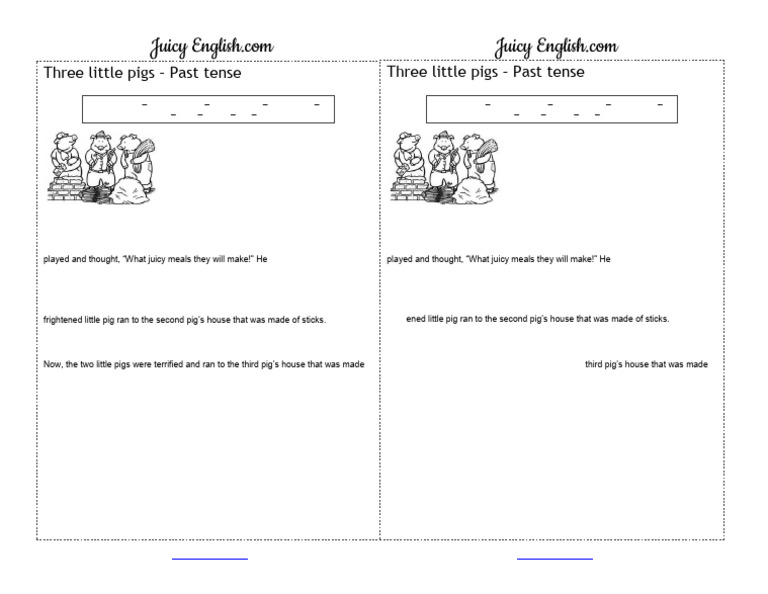 Past Tense Worksheet: Three Little Pigs | PDF | Fictional Pigs