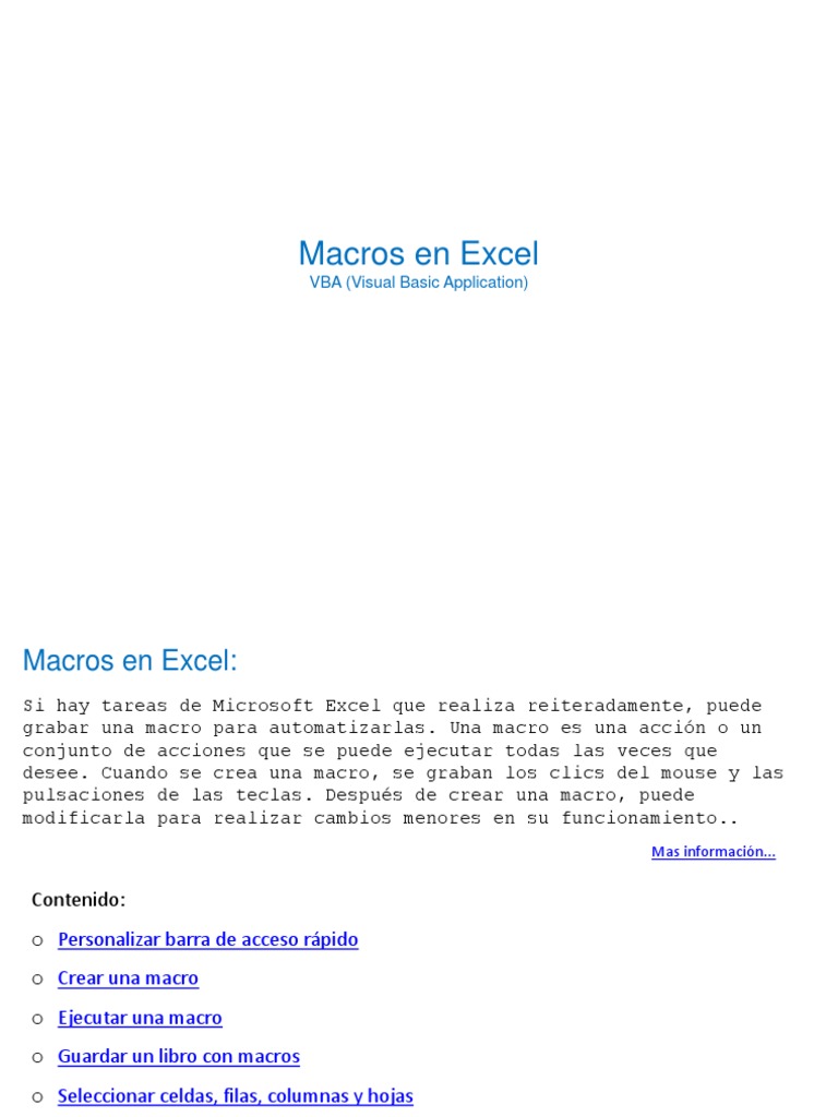 Guía de Macros en Excel VBA | PDF | Macro (informática) | Básico