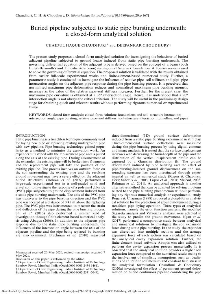 2020 Buried Pipeline Subjected To Static Pipe | PDF | Bending | Beam ...