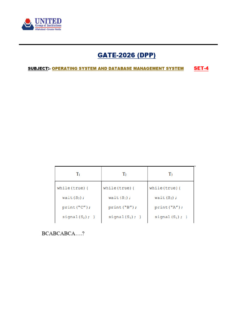 Operating System and Database Management System (Set-4) | PDF | Computer Science | Data Management