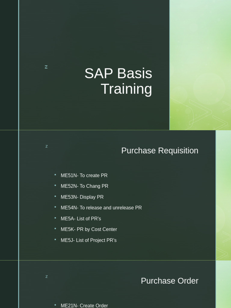 SAP Basic Training | PDF