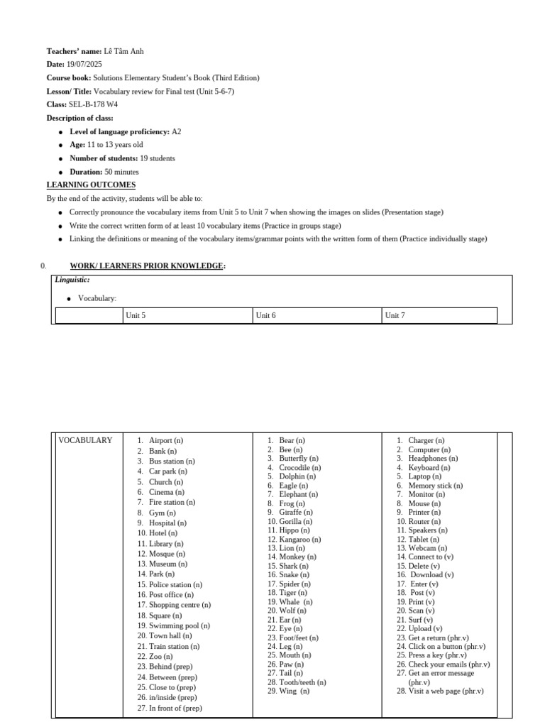 (Internship 2) Lesson Plans | PDF | Adjective | Linguistics
