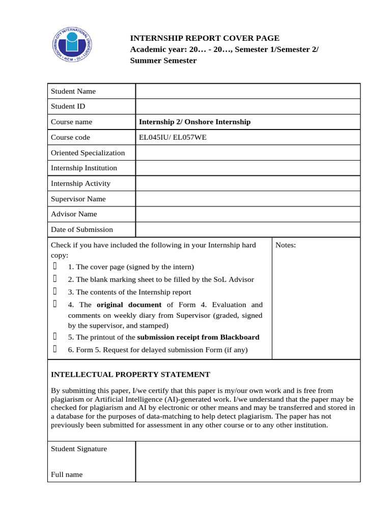Internship Report Guidelines and Checklist | PDF | Theory | Methodology