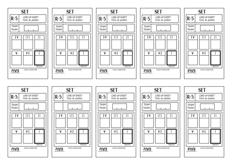 R-5 Team Line-Up Sheet Template | PDF