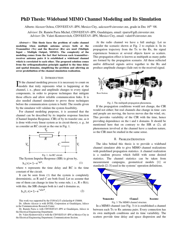 PHD Thesis: Wideband Mimo Channel Modeling and Its Simulation | PDF | Mimo | Telecommunications ...