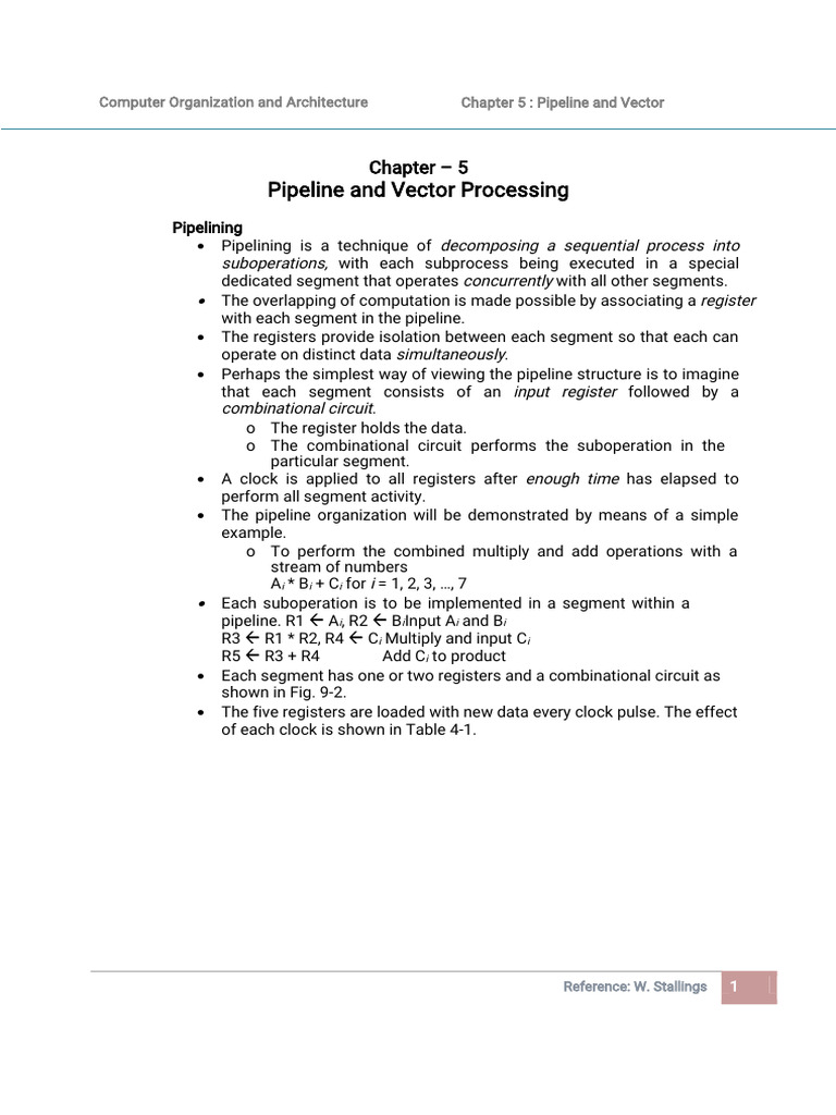 Chapter5 Pipeline and Vector Processing | PDF