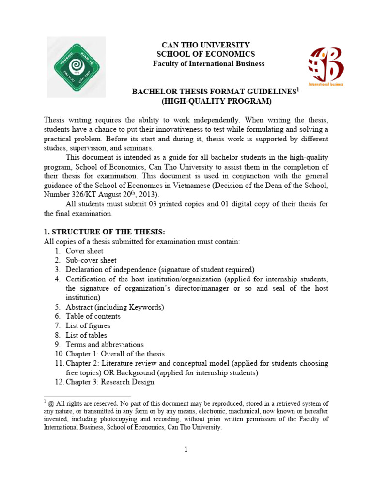 Bachelor Thesis Format Guidelines | PDF | Methodology | Thesis