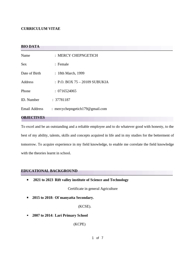 Mercy CV | PDF