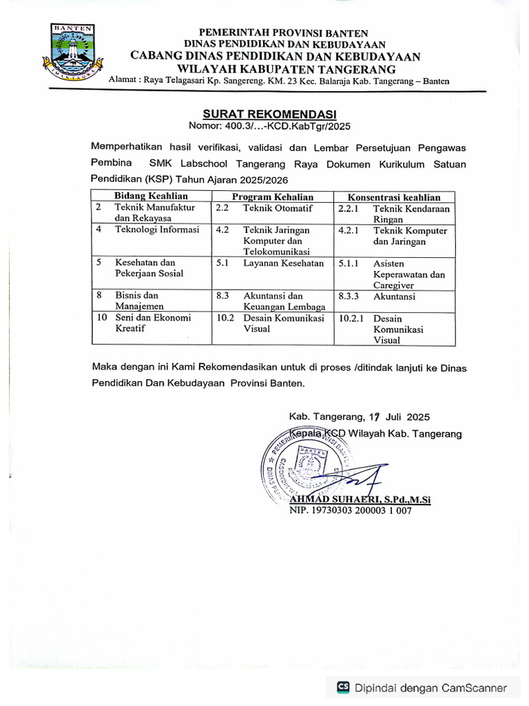 Surat Rekomendasi KCD | PDF