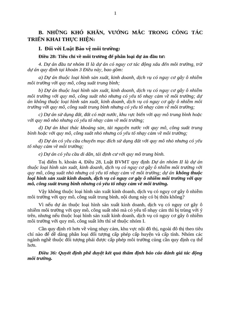 Vuong Mac Trong Luat BVMT | PDF