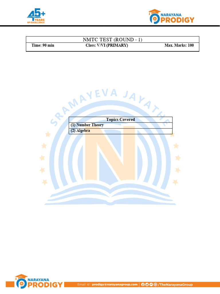 NMTC Level 2 Test Paper | PDF | Numbers | Prime Number