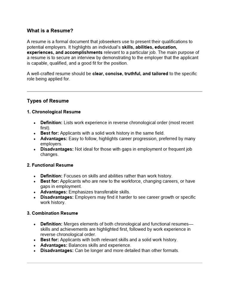 Understanding Resumes: Types & Tips | PDF | Résumé | Business