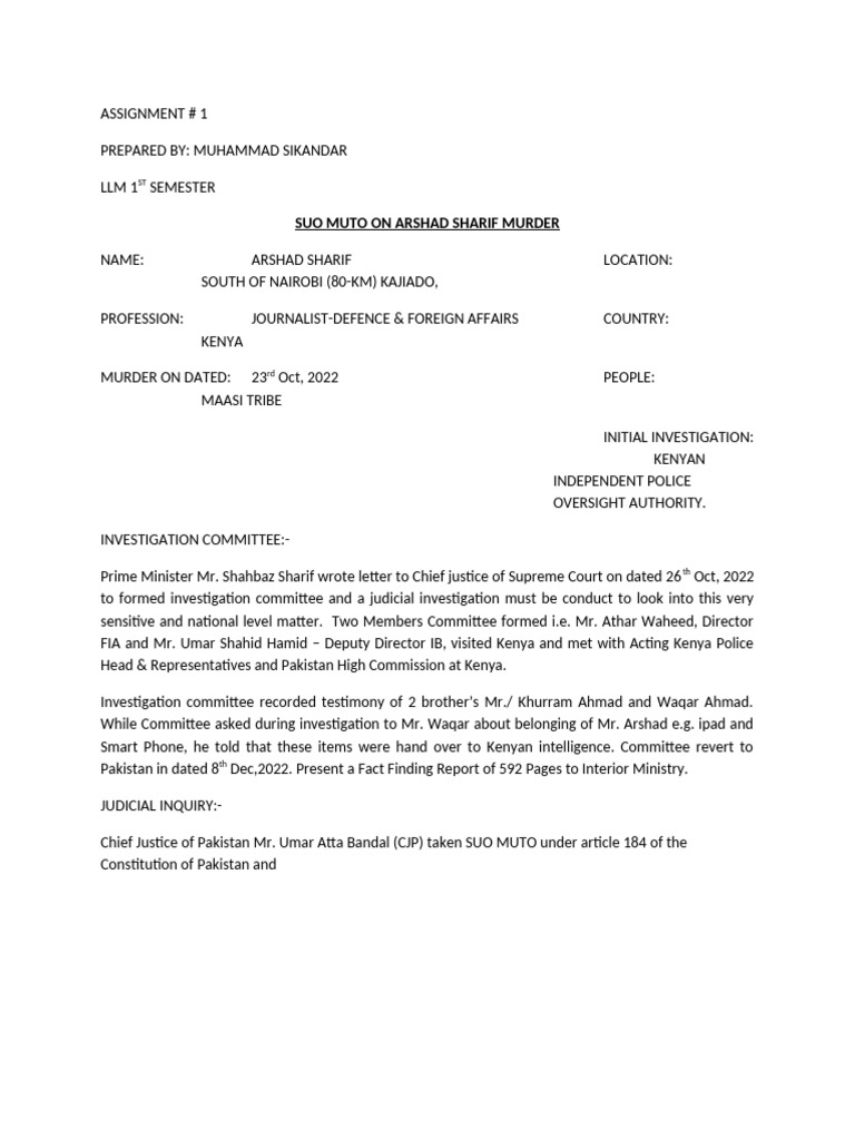 Assignment#1 Arshad Sharif | PDF