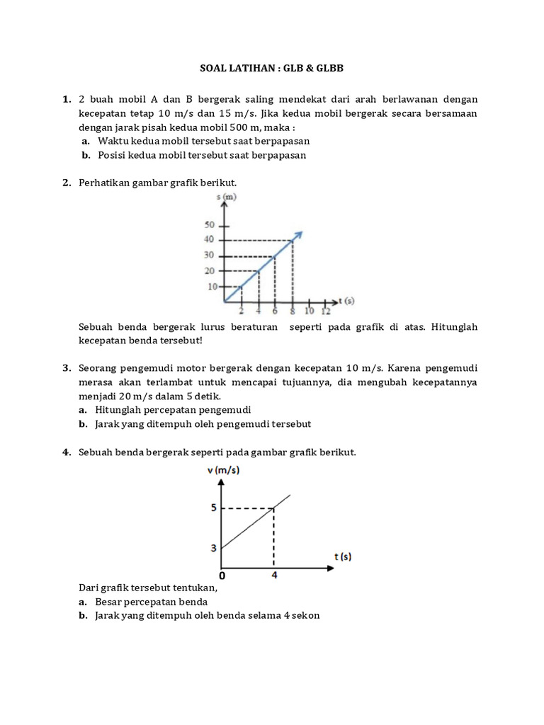Soal Latihan GLB dan GLBB untuk Siswa | PDF