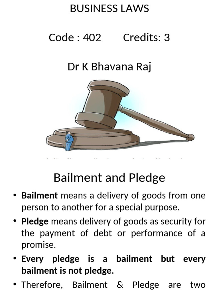 Bailment vs. Pledge in Business Law | PDF | Damages | Debt