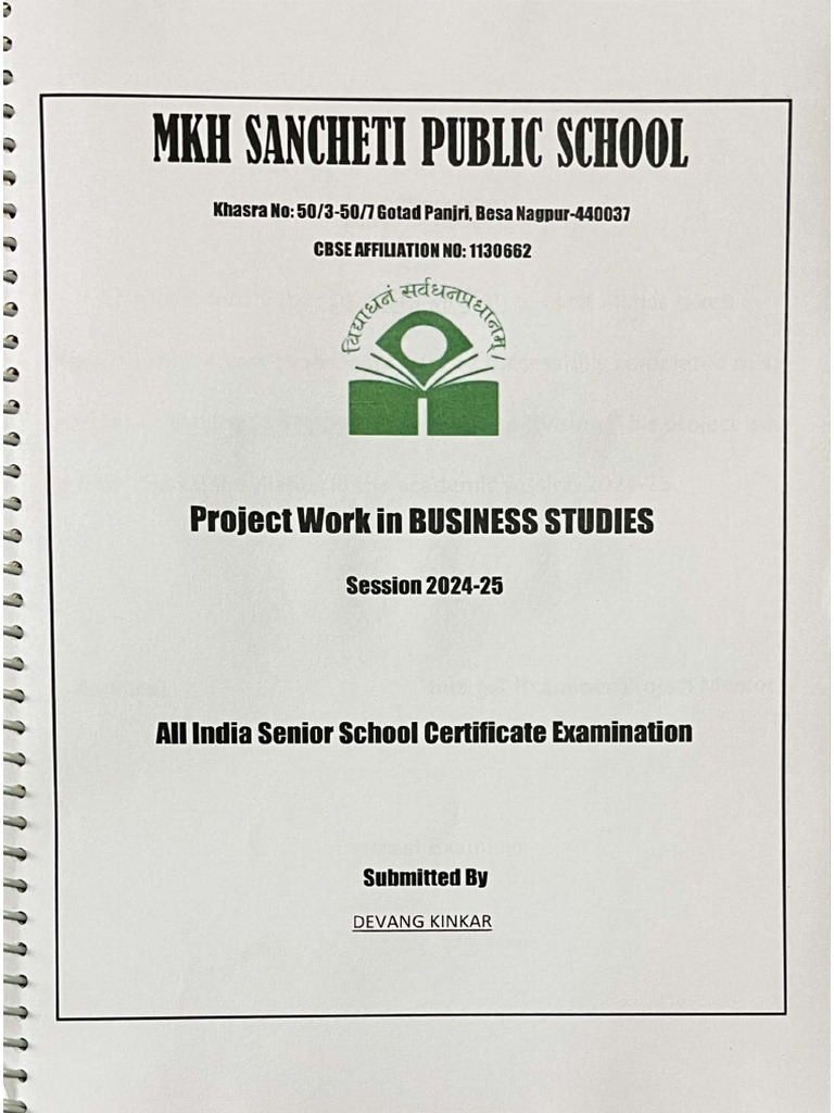 Business Studies Project Pdf