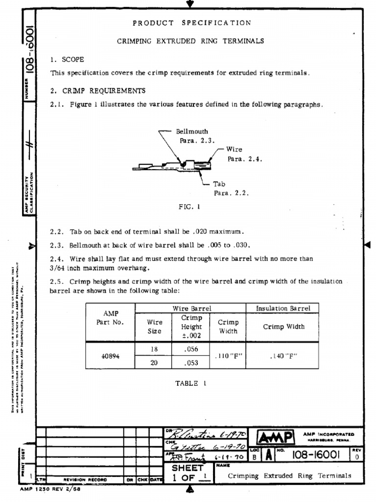 Tyco 108-16001 Extrude Ring Terminal | PDF