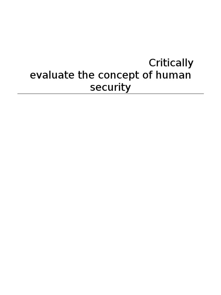 Evaluating the Evolution and Challenges of the Human Security Concept | PDF | Human Security ...