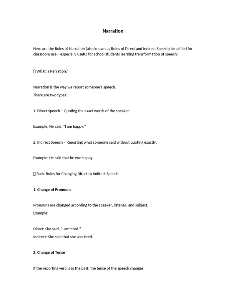 Here Are The Rules of Narration | PDF | Syntax | Grammar