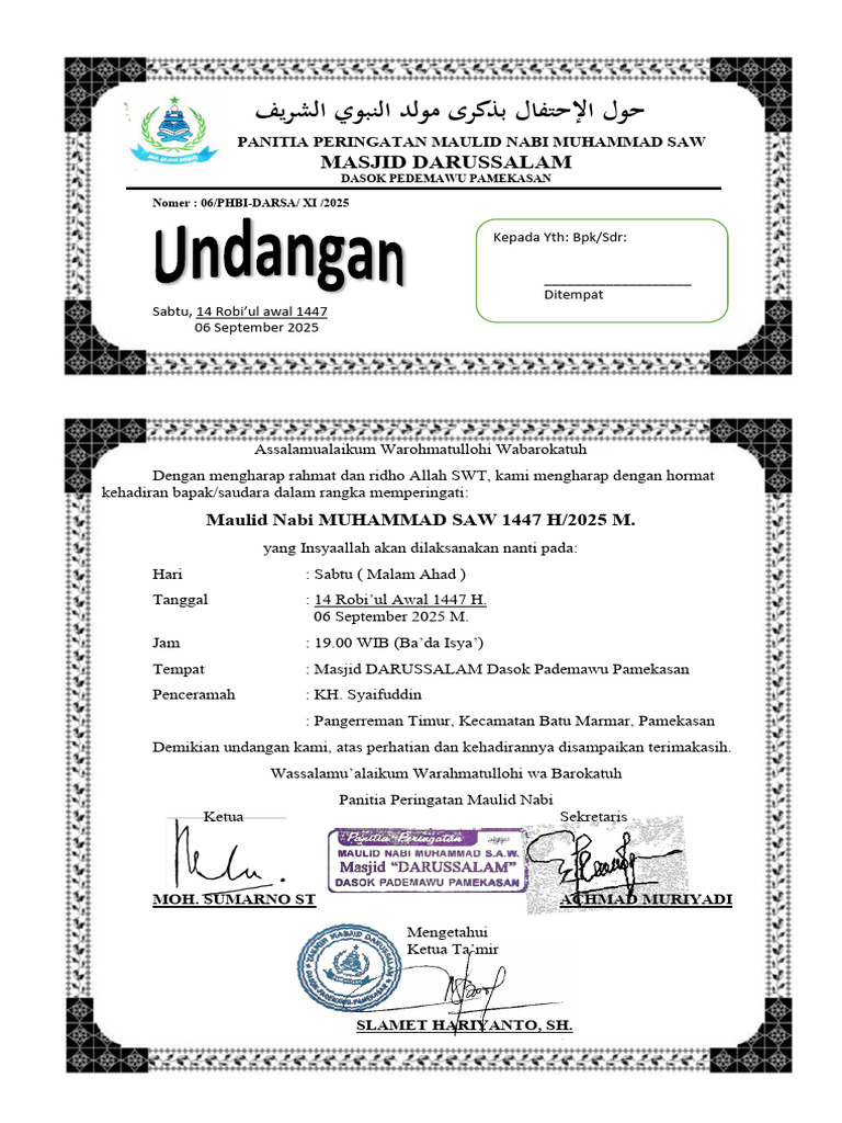 Peringatan Maulid Nabi di Masjid Darussalam | PDF