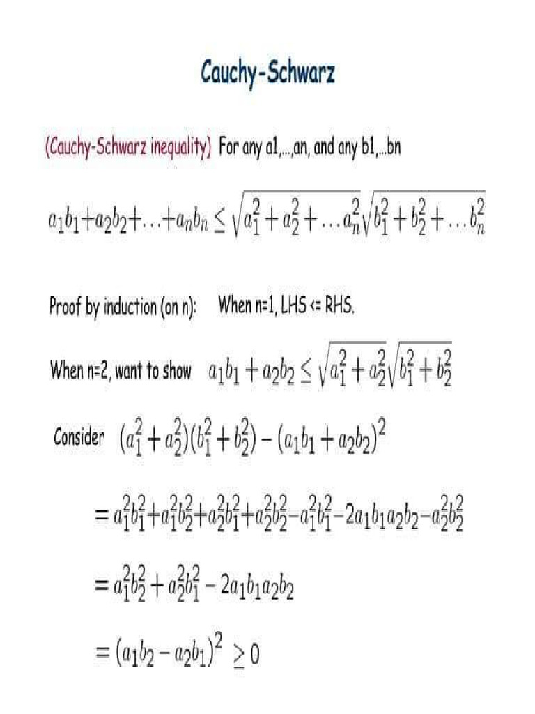 Cauchy-Schwarz Inequality + Proof | PDF
