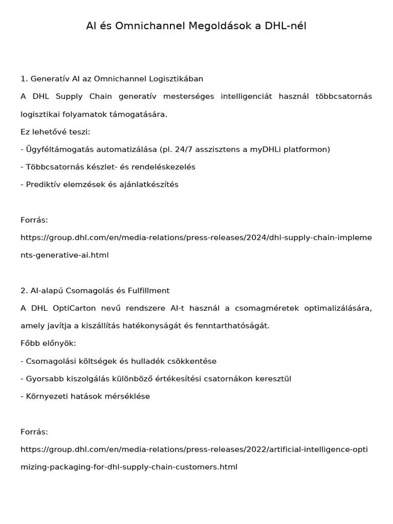 DHL AI Omnichannel Overview | PDF