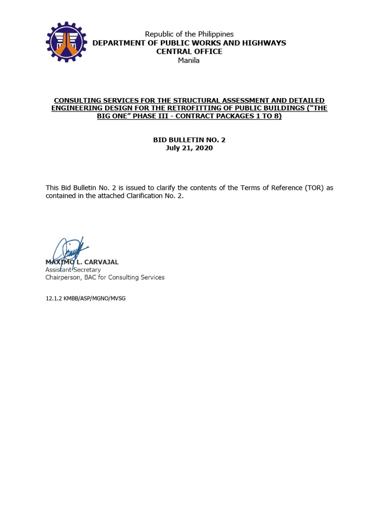 Bid Bulletin No. 2: Retrofitting Design Clarifications | PDF