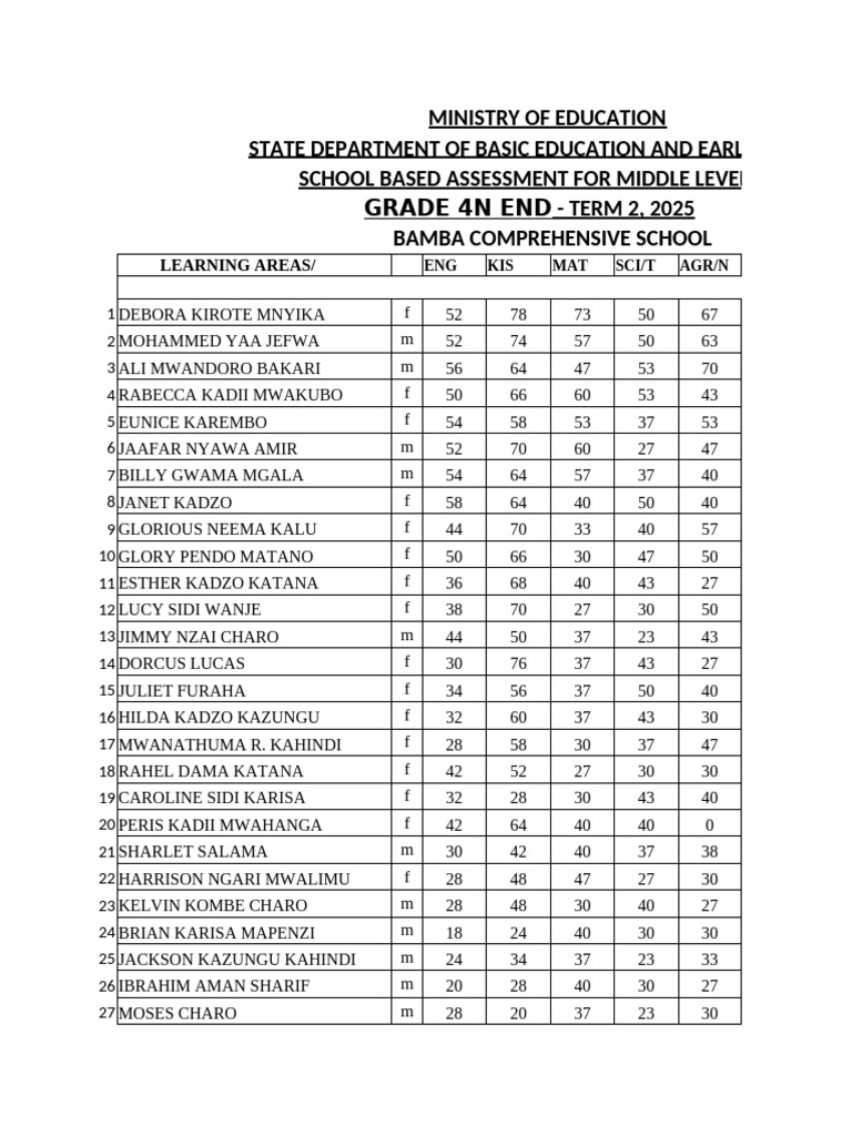 John Mnyika Form Four Results | PDF